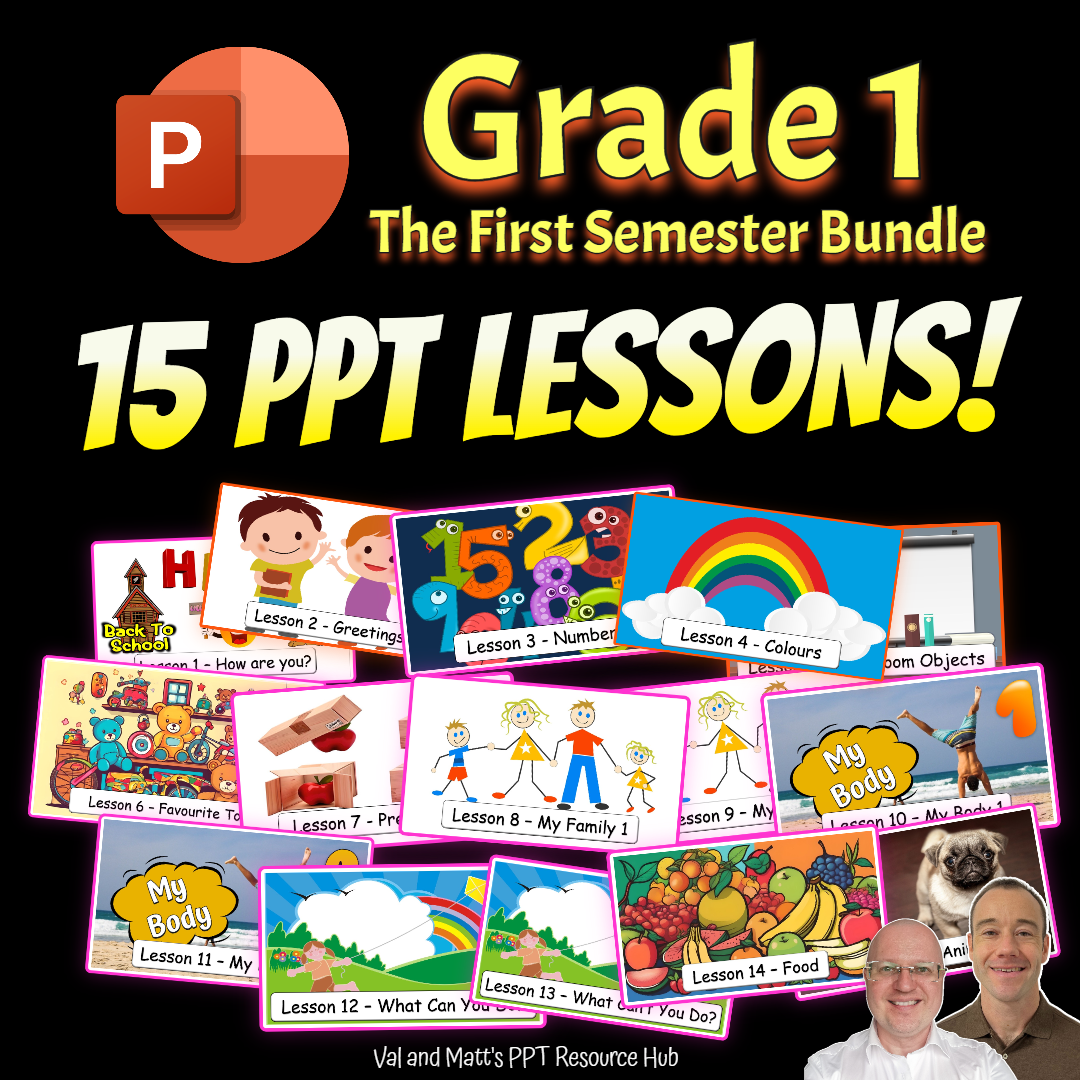 Grade 1 - The First Semester Bundle (15 PPT Lessons) – Teacher Val